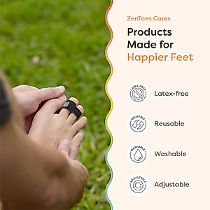 ZenToes Hammer Toe Corrector for Women & Men - Reusable Fabric Buddy Wraps for Broken Toes - Cushioned Toe Splint for Protection & Recovery & Hammertoe Straightener - 4 Count (OSFM, Black)