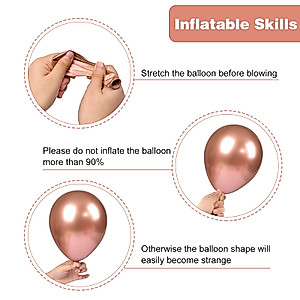 RUBFAC 120pcs 12 Inches Black and Rose Gold Balloon Kit, Rose Gold Confetti Balloons for Valentine's Day, Birthday Party Wedding Graduation Engagement Party Decorations