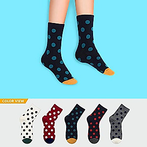 kikiya socks Women Crew | 4-6 Pairs Smiley Face Print Red Heart Preppy Design Fruit Graphic Cute Girls Cotton Socks | US 6-8