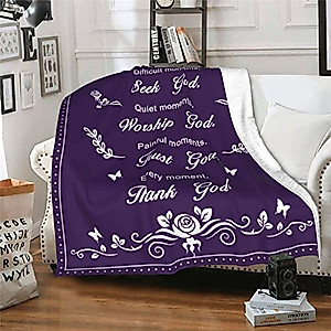 Bible Verse Blanket with Inspirational Thoughts and Prayers, Religious Gifts for Women, Christian Gifts, Faith, Catholic, Spiritual, Church, Comforting, First Communion Gifts for Her 60"x 50"