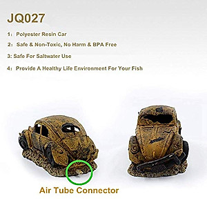 Boxtech Decorations for Aquarium, Aquarium Resin Ornament Decorations, Imitation Car Wreck for Air Bubble Stone Oxygen Pump Fish Tank