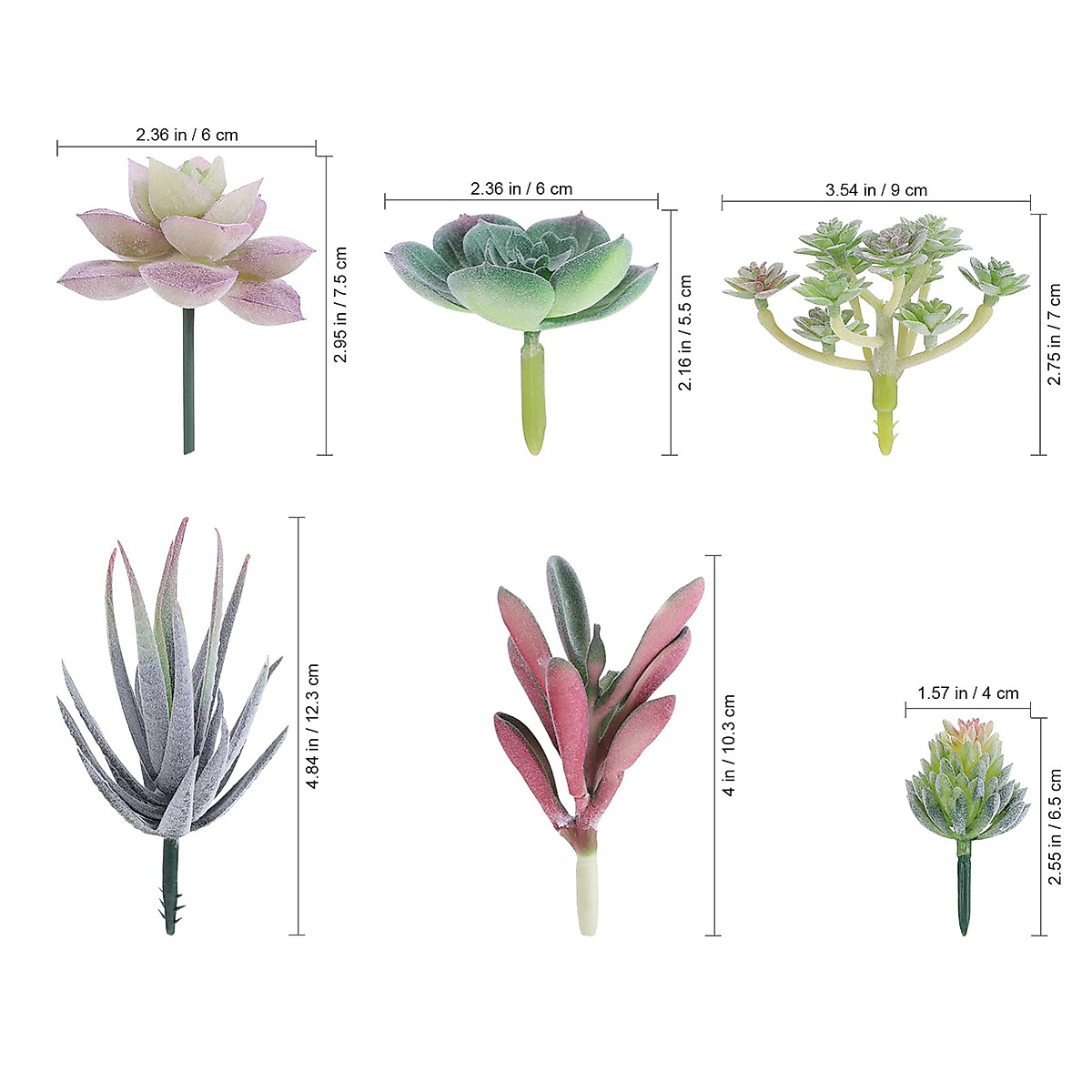 Kisangel 6Pcs Faux Succulents Artificial Simulation Succulents Cactus Artificial Potted Plants Cacti for Home Bonsai Decor Garden Greenery