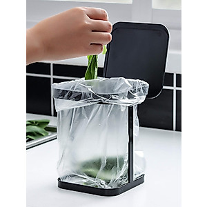 Originals Metal Countertop Trash Can Garbage Bag Holder for Home Kitchen (Black) …