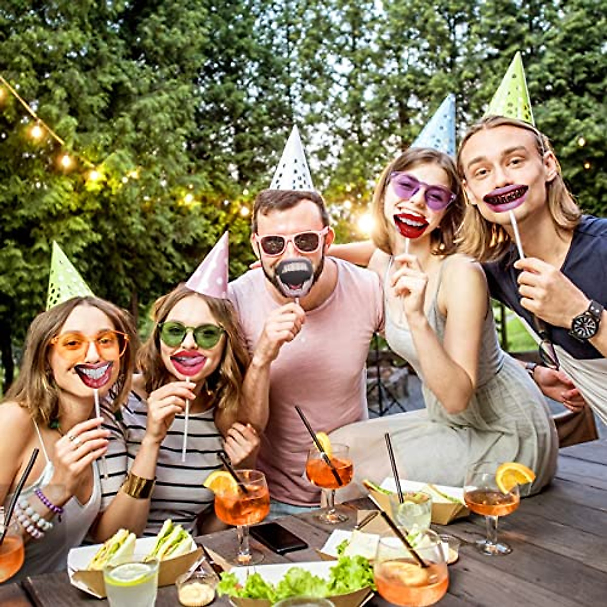 20Pcs Party Photo Booth Props,Fun Lips Mouth Photobooth Props Handheld Party Selfie Photo Props for Kids Women, Birthday Weddings Graduation Party Supplies Photo Prop