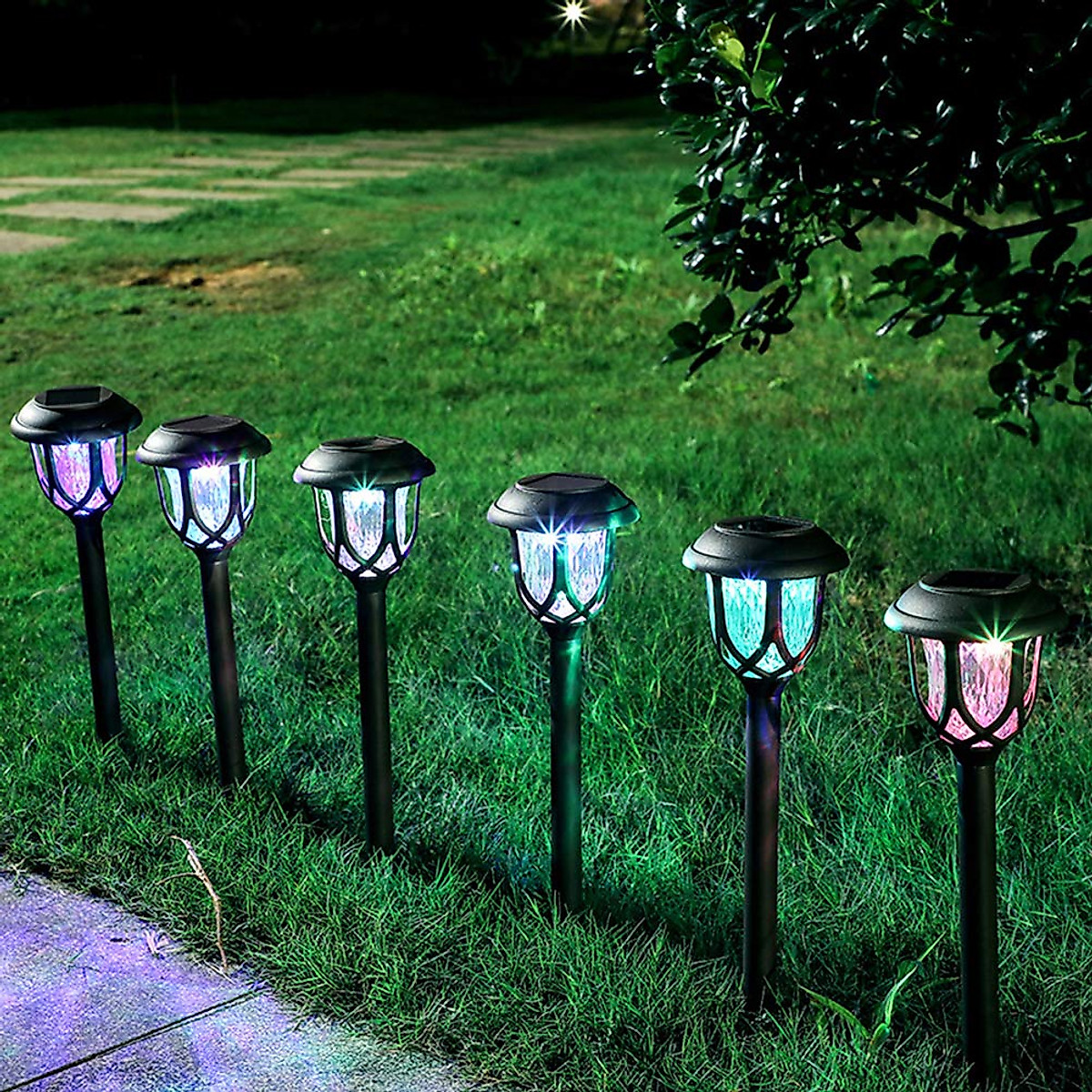 Uonlytech Solar Landscape Light Solar Ground Lights Solar Lawn Light Night Lights Solar Pathway Lights Driveway Lights Exterior Solar Powered Lights Solar Light for Outside Led Garden Light