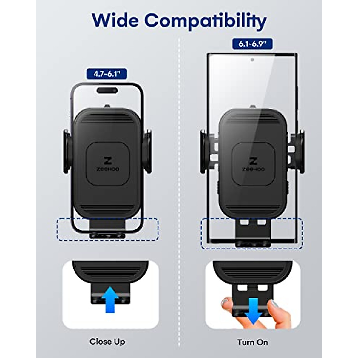 [Upgraded Version] ZeeHoo Wireless Car Charger,15W Fast Charging Auto-Clamping Car Mount, Dash, Air Vent Charging Car Phone Holder for iPhone 14 13 12 11, Samsung Galaxy S23+ S22, etc. (Black)