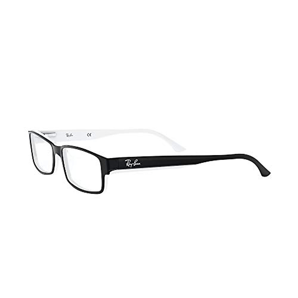 Ray-Ban RX5114 Rectangular Prescription Eyeglass Frames, Black On White/Demo Lens, 52 mm