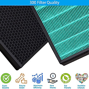 for Coway Airmega 300S Air Purifier Replacement Filter Smart Technology - Compatible with Laukowind 300 / Max 2 True HEPA Filters, Activated Carbon 2-in-1 Filter, Part NO.3111635
