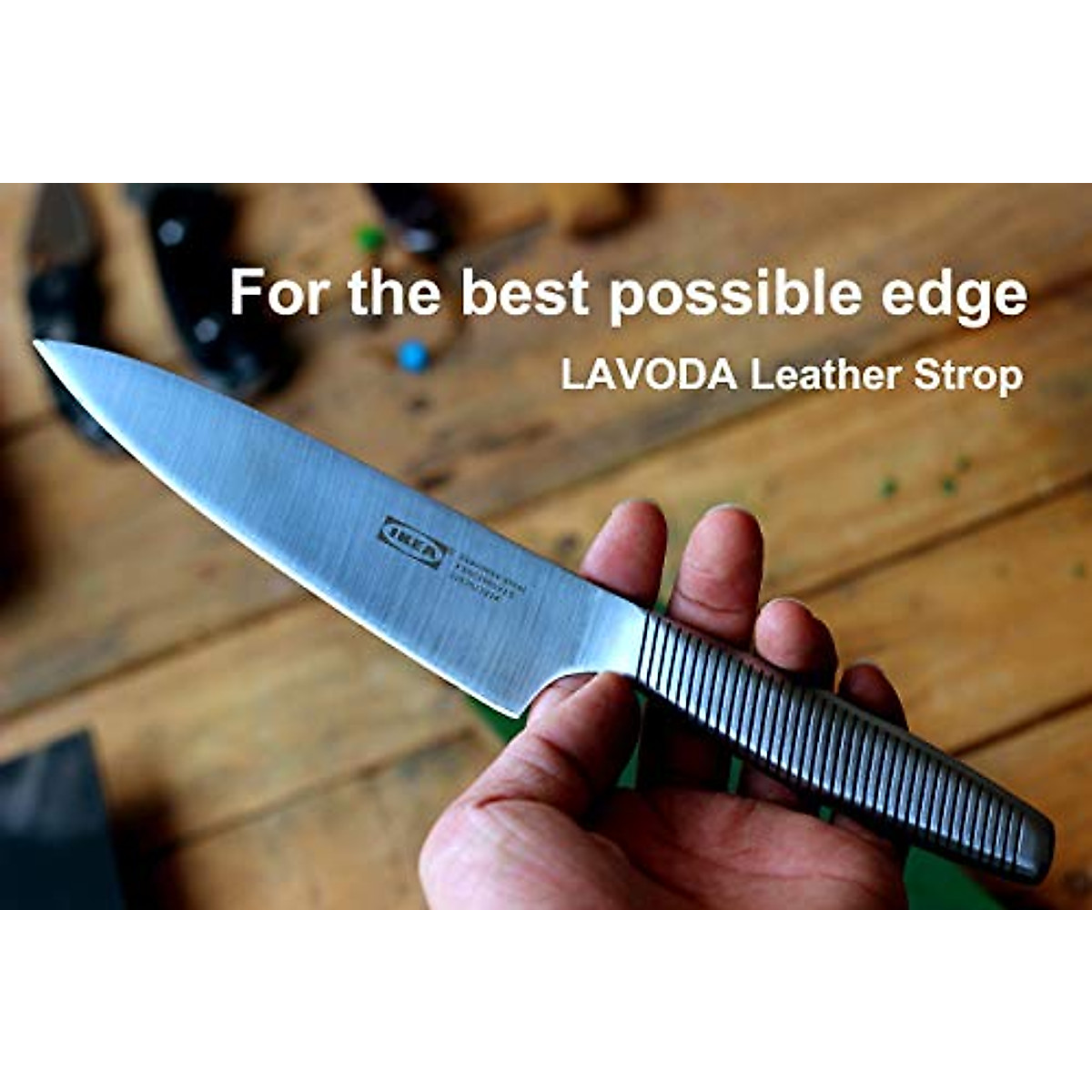 LAVODA Leather Strop Paddle for Knife Sharpening with Polishing Compound 3" by 15" Large Double Sided Stropping Kit -Knife Strop Stropping Block and Stropping Compound for Honing Woodworking