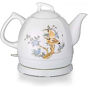FairUo Kettles, Ceramic Electric Kettle Cordless Water Teapot Teapot-Retro 1L Jug 1000W Water Fast for Tea, Coffee, Soup, Oatmeal-Removable Base Automatic Power off Boil Dry Protection
