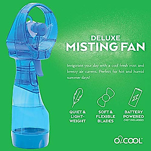 O2COOL Deluxe Handheld Battery Powered Water Misting Fan (Light Blue) 2 Pack