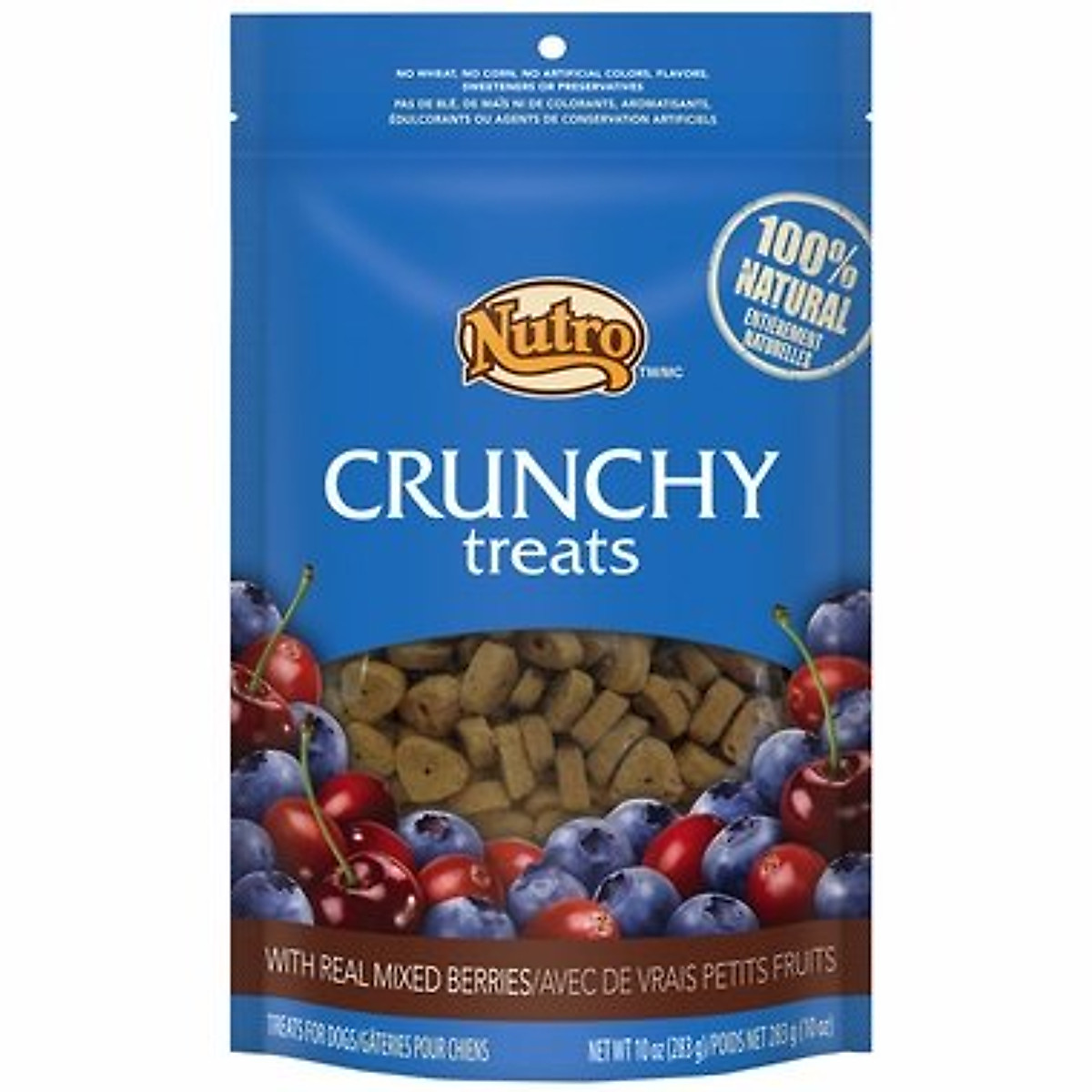 Nutro Crunchy Dog Treats 2 Flavor Variety Bundle: (1) Nutro Crunchy Dog Treats with Real Peanut Butter and (1) Nutro Crunchy Dog Treats with Real Mixed Berries, 10 Ounces Each (2 Bags Total)