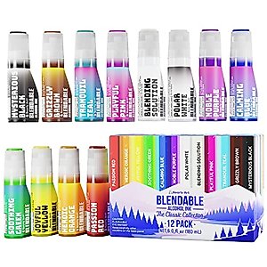 Bearly Art Alcohol Ink - The Colorful Collection - Blendable Rainbow Alcohol Inks Set - 0.5 fl oz (15 ml) Bottles - 12 Colorful Colors - Includes Blending Solution - Acid Free Formula