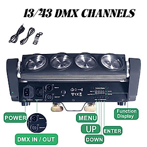 8x15W Spider Moving Head Light LED RGBW 4in1 Portable Stage Light, Strobe Party Beam DJ Lighting DMX 512 & Sound Activated for KTV Disco Party Event