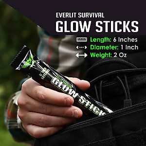 EVERLIT 24 Glow Sticks - 6 Inches Light Sticks for First Aid Kit, Parties, Camping, Hiking, Outdoor, Disasters, Emergencies Up to 12 Hours Duration…Bulk (24 Pack, Green)