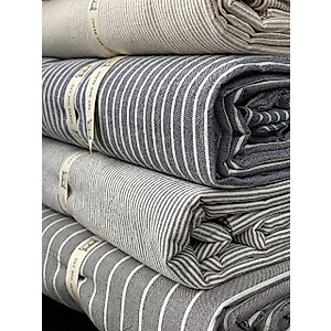 Get Bed Ready Stonewashed Cotton Bengal Pinstripe Chambray Duvet Cover Relaxed Minimal Classical Style Bedding Set Yarn Dyed Natural Classic Striped Pattern Small Banker Stripe (King, Dark Grey)