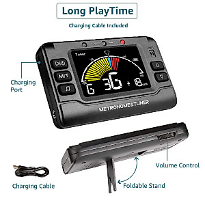 Wegrower Metronome Tuner, Rechargeable 3 In 1 Digital Metronome Tuner Tone Generator for Guitar, Bass, Violin, Ukulele and Chromatic,Clarinet, Trumpet, Flute, Tuners for All Instruments