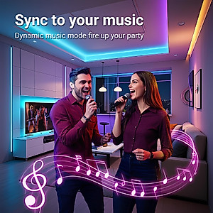 65.6 ft/20M Bluetooth LED Strip Lights, RGB 5050 LED Light Strips with Bright 300 LEDs, Sync Music Color Changing Flexible Cuttable Led Lights for Bedroom,Ceiling,Party( APP+ Remote+ Mic/32.8ftX2)