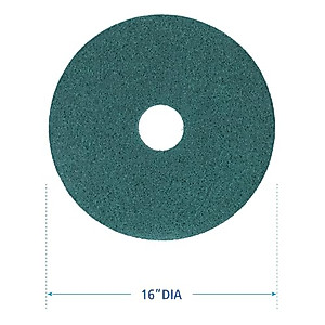 Boardwalk Heavy-Duty Scrubbing Floor Pads, 16" Diameter, Green, 5/Carton