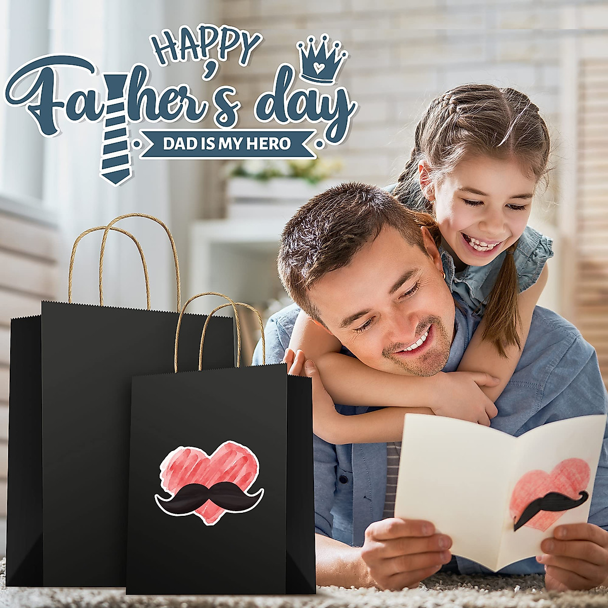 UCGOU Gift Bags 5.25x3.75x8 & 8x4.25x10.5 & 10x5x13 Inches Mixed Size 75PCS Total - 25PCS Each Black Kraft Paper Bags with Handles Shopping Bags Party Favor Bags Goodie Bags