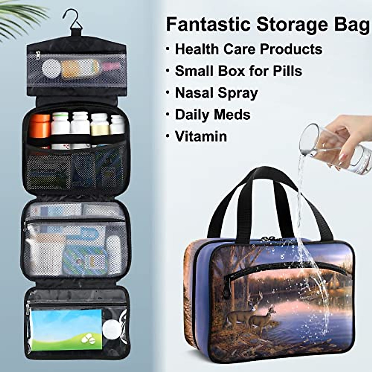 Naanle Medicine Storage Bag Autumn Deer Empty Large Family First Aid Box Pill Bottle Organizer for Home Office Car Outdoor Travel Camping Emergency Medical Supplies