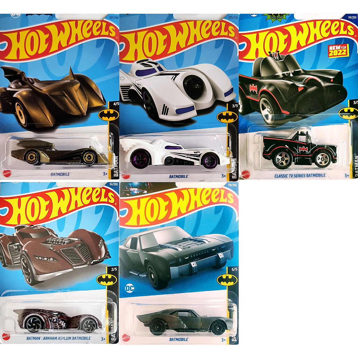 Hot Wheels Batman 5 Car Set Bundle Version 3
