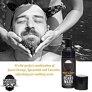 Foaming Bright and Fresh Scent Beard Wash - Spearmint and Orange Refresh and Condition Your Beard, Natural Ingredients, Unique Stocking Stuffer for Men
