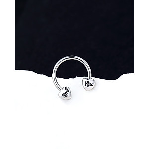 Jewseen Heart Septum Rings Love You Septum Jewelry 16G Septum Piercing Helix Piercing Jewelry Horseshoe Earrings Daith Earrings Tragus Earring Hoop Earring Cartilage Earring for Women Men