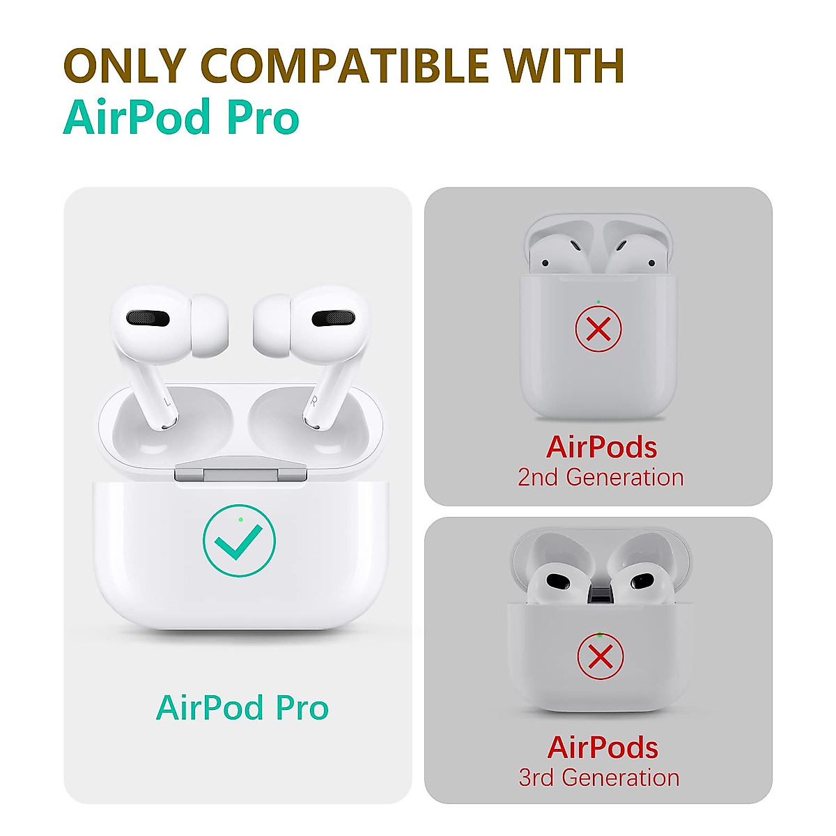 AIRSPO AirPods Pro (1st Generation) Case Cover Clear Lasher Hard PC Protective Case Colorful AirPod Pro Cover Skin Compatible with Apple AirPods Pro 1st Generation with Keychain (Glittery Clear)