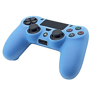 Controller Skin for PS4,BRHE Anti-Slip Grip Silicone Cover Protector Case Compatible with PS4 Slim/PS4 Pro Wireless/Wired Gamepad Controller with 2 Cat Paw Thumb Grip Caps (Blue)