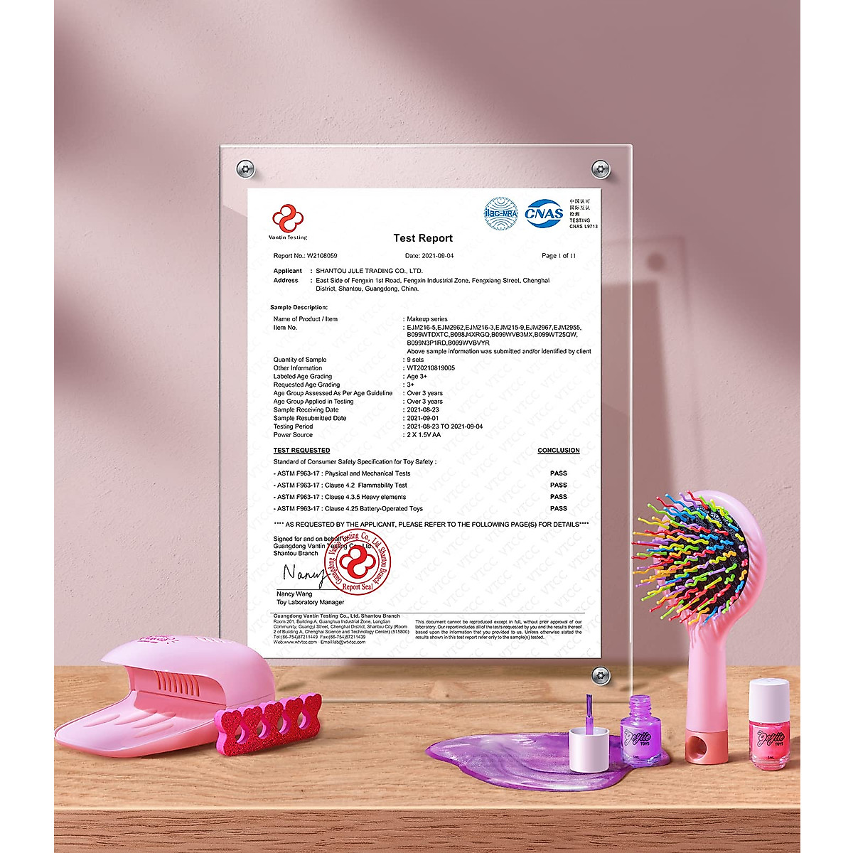 Polish Kit Makeup, Geyiie Nail Makeup Toys with Dryer,7 Bright Colors Girls Nail with Mirror Comb,Sticky Cartoon Fake Nail, DIY Sticker, Nail Studio Decoration Birthday Gift for Kids Girls Ages 7-12