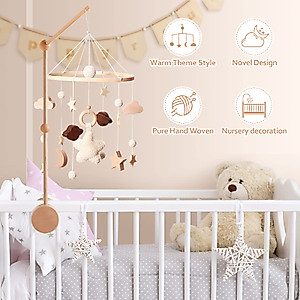 Boho Baby Mobile,Mobile for Crib,Neutral Baby Crib Mobile,Boho Nursery Decor,Handmade Baby Mobile,Boho Crib Mobile Kids Room Nursery Decor（Arm Not Included）