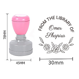 Library Book Stamp,Personalized Round Book Stamps，Up to 9 Stamp Shell Colors, 5 Ink Colors (Custom Library Stamp)