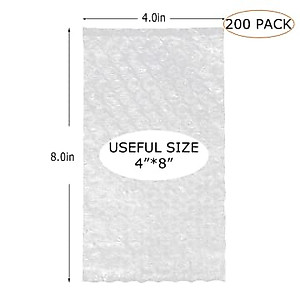 200 Pack 4x8 Inch Bubble Cushion Wrap Bags for Shipping Packing Small Clear Bubble Out Pouches Double Walled Bubble Cushioning Bags for Moving Storage