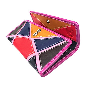 Leather Book® RFID LW-1807 Love Angles Ladies Clutch | 7” wide and Slim Ladies Wallet | 6 Card Slots | 3 card window | Three slides pockets | Malty Color Real Leather