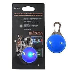 JayJos clip-on pet safety light, LED glow in the dark lights for your pet, weather resistant safety flashing lights for dogs, cats ,night walking, campers and bicycling Gifts For Pets, Keychain Light Blue