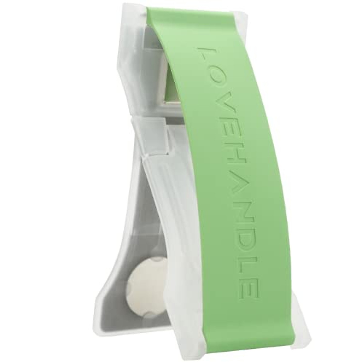 LoveHandle PRO Premium Phone Grip - Silicone Phone Strap - Magnetic Phone Mount and Kickstand for Smartphone and Tablet - Fern Green Silicone on Clear Base