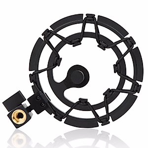 Boseen Shock Mount Compatible With Blue Yeti, Blue Yeti Pro and Blue Snowball Microphones, Eliminates Noises and Vibration Black/Champagne