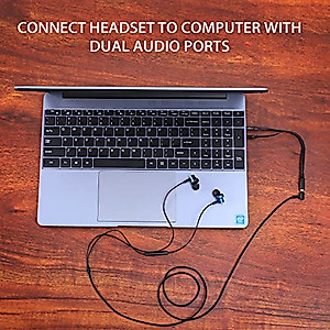 QDiShi 2Pcs Headphone Splitter Cable for Computer 3.5mm Female to 2 Dual 3.5mm Male Headphone Mic Audio Y Splitter Cable Smartphone Headset to PC Adapter, Shockproof and Interference Proof (Black)