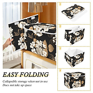 Tatenale Collapsible Storage Bins with Lids Decorative Fabric Storage Cubes Closet Organizer and Storage Basket Boxes Containers for Clothes Box Chest Nursery Folding Rectangle Retro Flower