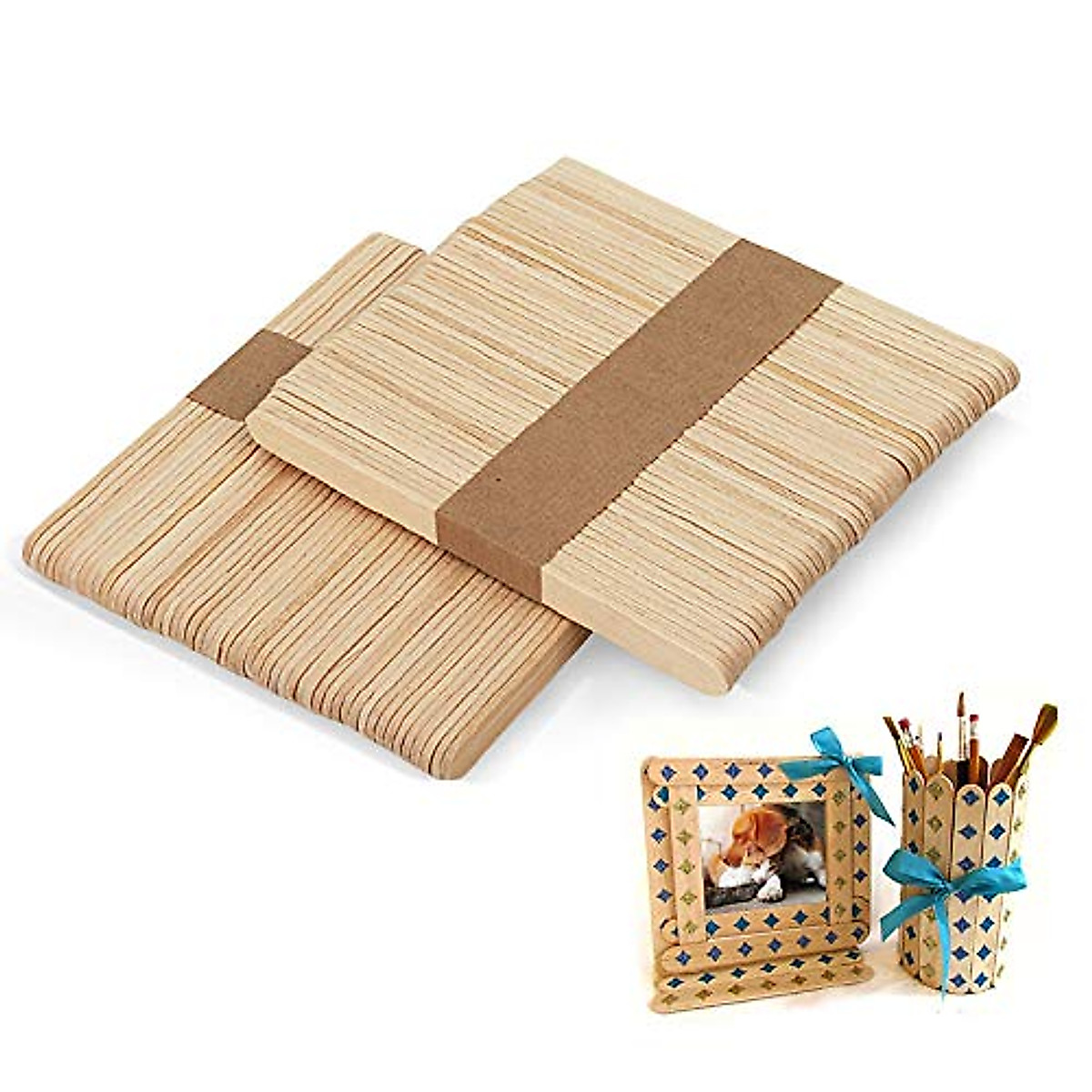 Chuya Wood Craft Sticks Garden Label Wooden Popsicle Ice Cream Sticks for Hand DIY Craft (4.5 inch 200 Pack)