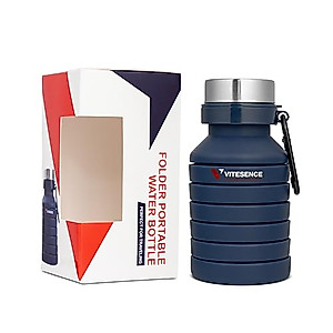 Vitesence collapsable Water Bottle | Safe and Eco-friendly Materials | Suitable for cold and warm water | Flexible Design perfect for camping and travel | 100% Food grade silicone