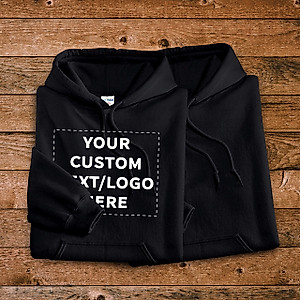 Custom Gildan Adult Hoodies for Men and Women, 24 Pack of Personalized Promotional Shirts with Customized Text or Logo, Comfortable Cotton Unisex Sweatshirt with Hood for Fall, Winter Weather - Black