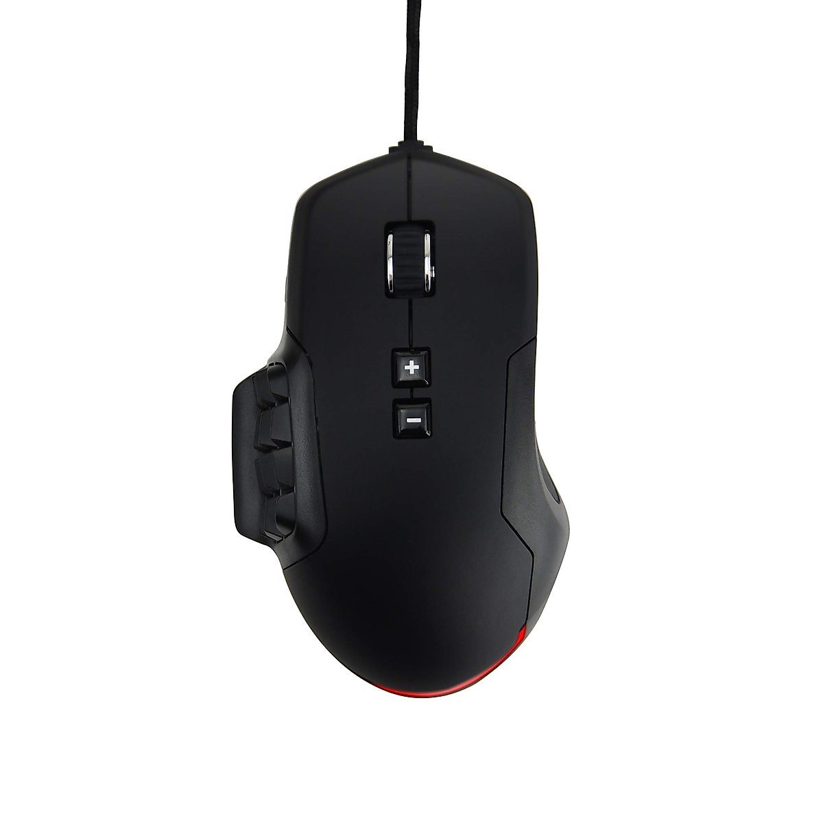 A ADWITS MMO Programmable Gaming Mouse, Pixart True 10000 DPI Sensor, Ergonomic Design with Customizable 17 Buttons, LED Light, 4 x 5g Weights and Polling Rate Up to 1000 Hz, Black