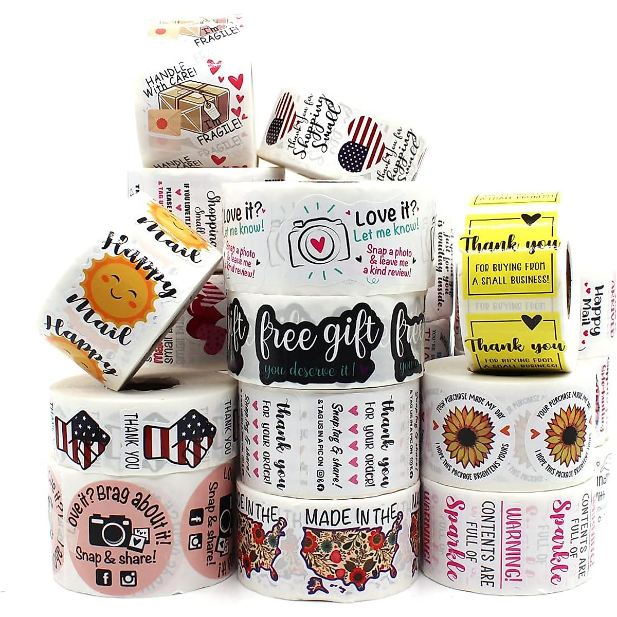 Littlefa 1.5” Thank You for Your Order Snap Share Stickers,Thank You Stickers,Bakeries Stickers,Handmade Stickers,Small Business Stickers, Envelopes Stickers, Gift Bags Packaging 500 PCS