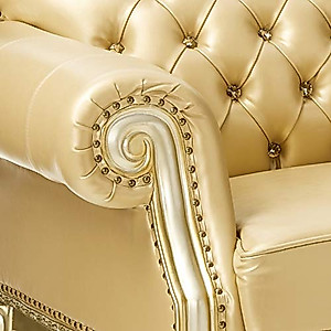 ACME Dresden Loveseat w/3 Pillows - 53161 - Bone PU & Gold Patina