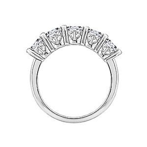 DIAMONBLISS Sterling Silver Round Cut Cubic Zirconia 5 Stone Ring (2-carat White, 8)