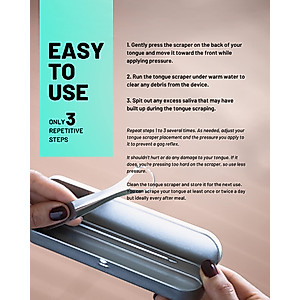 Tongue Scraper for Adults - Oral Care Tool to Remove Plaque, Fight Bad Breath and Enhance Teeth Care, Ergonomic Handle for Better Hygiene also for Kids, Comes With Storage Box, Easy Use, Sterilizable