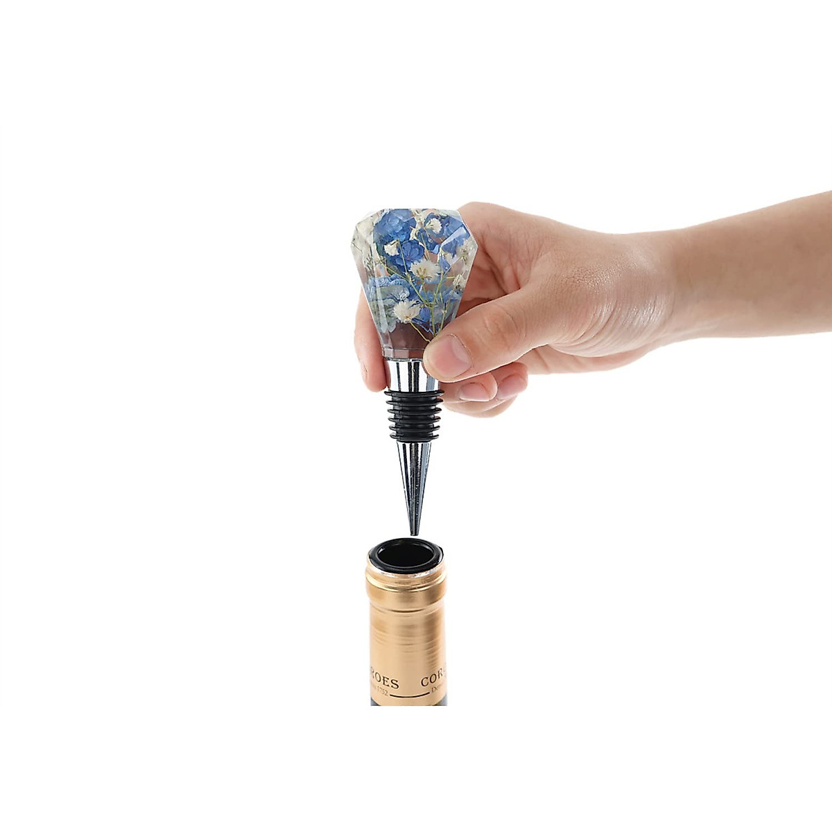 Geometric Spherical Bottle Stopper Resin molds,5Pcs Wine Bottle Stopper Crystal Epoxy Silicone Mold with 5Pcs Stopper,Crystals Gem Shape Resin Epoxy Molds for DIY Casting Crafts Making