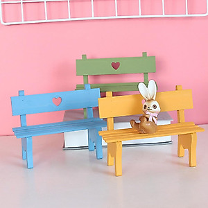 ifundom Miniature Wooden Bench Mini Wooden Bench Outdoor Wood Bench Miniature Furniture Couch Accessories Mini Bench Couch Sofa Wood Furniture Porch Chair Figurine Sofa Bench Miniature Chair